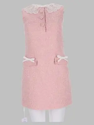 SELF-PORTRAIT Lace Collar Tweed Mini Dress - Pink