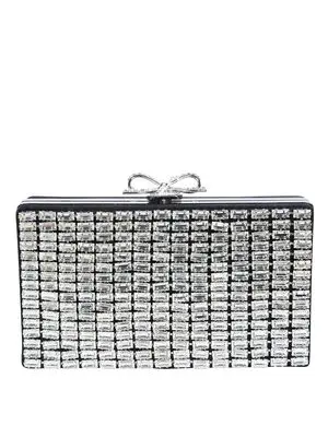 SELF-PORTRAIT Chainmail Clutch Handbag - Argento