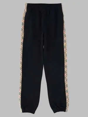 Burberry Cotton Jogger Pants With Check Side Stripes - Blue