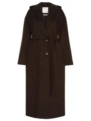 Sportmax Virgin Wool Belted Overcoat - Marrone