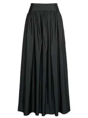 Max Mara Shiny Silk-blend Taffeta Skirt With Gathered Waist And Inset Side Pockets - Nero
