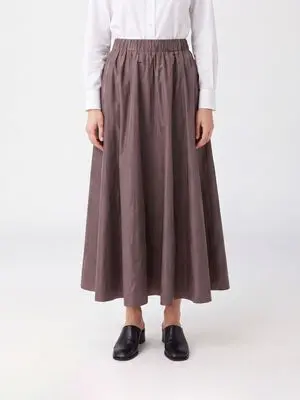 PAROSH High-waisted Flared Midi Skirt P.a.r.o.s.h. In Technical Fabric - Brown
