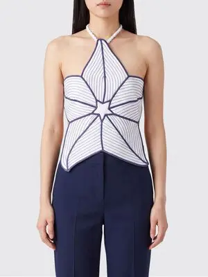Farm Rio Flower-shaped Linen Top With Embroidery - White