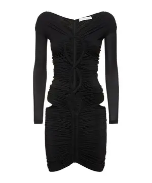 DION LEE Pleated Long Sleeve Cut Out Dress