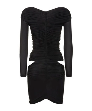 DION LEE Pleated Long Sleeve Cut Out Dress