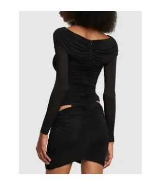 DION LEE Pleated Long Sleeve Cut Out Dress