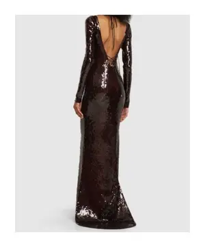 16Arlington Strappy Sequined Gown - Black
