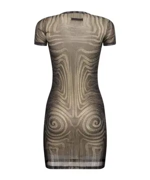 JEAN PAUL GAULTIER Spiral Print Mesh Mini Dress