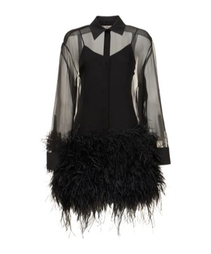 Valentino Garavani Feather-trimmed Dress - Black