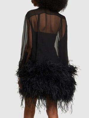 Valentino Garavani Feather-trimmed Dress