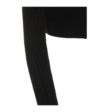 Michael Kors Wool Ribbed Knit Cropped Top With Zip