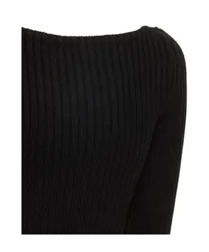 Michael Kors Wool Ribbed Knit Cropped Top With Zip