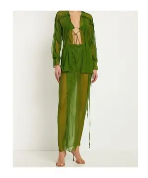Christopher Esber Silk Chiffon Long Wrap Skirt