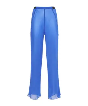 Christopher Esber Silk Chiffon Sheer Wide Leg Pants - Blue