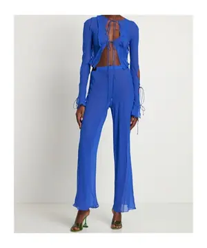 Christopher Esber Silk Chiffon Sheer Wide Leg Pants