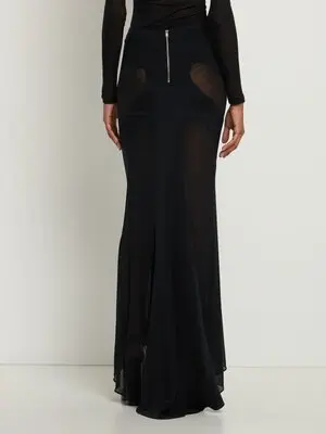 DION LEE Light Knit Rib Long Skirt W/ Inserts