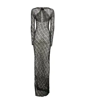 Coperni Sequins Crocheted Hollowed-out Extra-long Dress