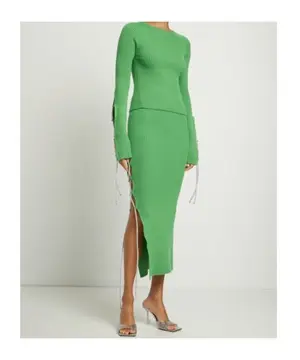 Giuseppe Di Morabito Embellished Wool Knit Midi Skirt - Green