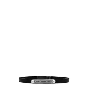 Saint Laurent Leather Id Tag Bracelet