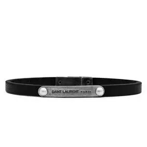 Saint Laurent Leather Id Tag Bracelet