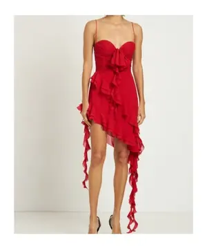 Alessandra Rich Ruffled Silk Georgette Mini Dress