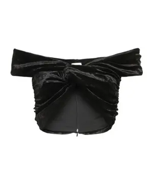 Magda Butrym Velvet Viscose Blend Twisted Crop Top - Black