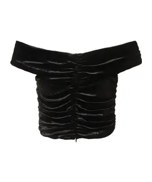 Magda Butrym Velvet Viscose Blend Twisted Crop Top