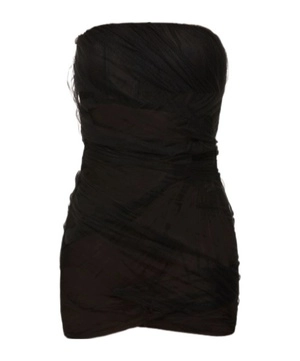 Attico Eita Draped Tulle Mini Dress - Black