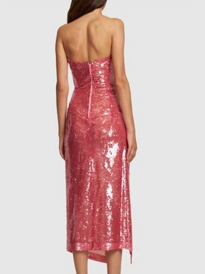 Attico Medium-length Sequined Strapless Dress