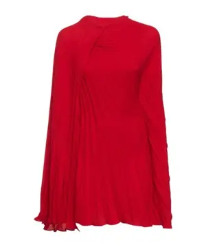 Valentino Garavani Diagonal Pleat Silk Georgette Mini Dress