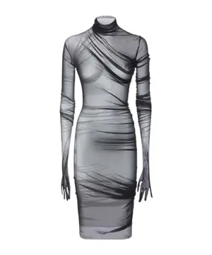 ANN DEMEULEMEESTER Ellie Tulle Midi Dress - Gray