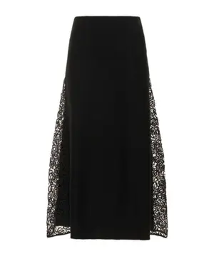 Gabriela Hearst Wool Knit Midi Skirt With Lace
