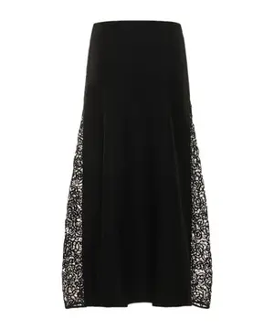 Gabriela Hearst Wool Knit Midi Skirt With Lace