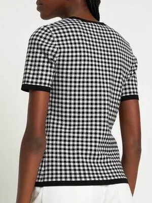 Michael Kors Viscose Blend Gingham Casual Top