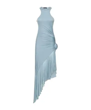 Blumarine Viscose Jersey Draped Midi Dress