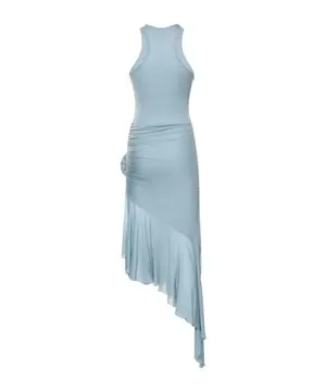 Blumarine Viscose Jersey Draped Midi Dress