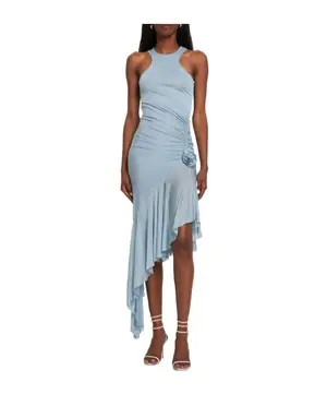 Blumarine Viscose Jersey Draped Midi Dress