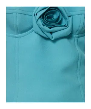 Blumarine Crepe Flower Detail Mini Dress