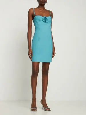 Blumarine Crepe Flower Detail Mini Dress