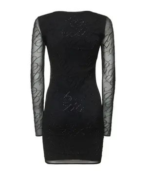 Blumarine Mesh Hotfix Logo Mini Dress