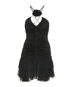 Blumarine Jersey Chiffon Mini Dress With Flower