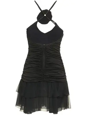 Blumarine Jersey Chiffon Mini Dress With Flower