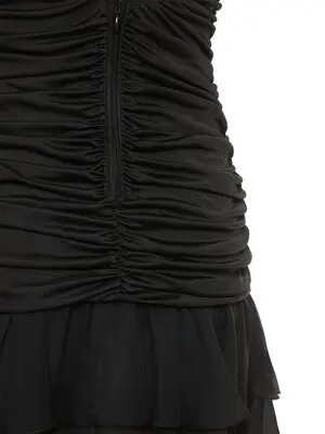 Blumarine Jersey Chiffon Mini Dress With Flower