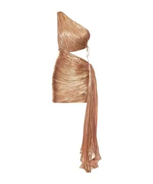 MARIA LUCIA HOHAN Cameron Lurex Chiffon Draped Mini Dress - Nude