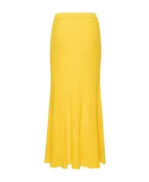 Gabriela Hearst Elastic Waist Ribbed Knit Pleated Skirt
