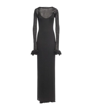 Blumarine Floral Cuff Dress - Black