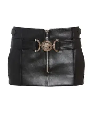 Versace Leather Mini Skirt - Black