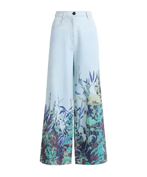 FORTE_FORTE Printed Denim Wide-leg Pants - Blue