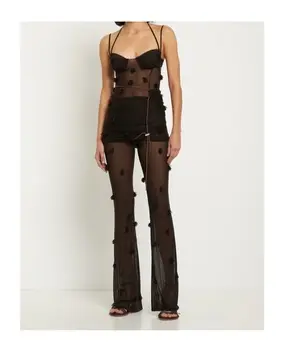 Jacquemus Le Pantalon Espelho Beaded Mesh Pants