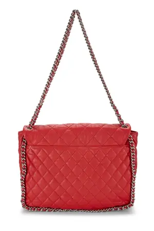 Chanel Quilted Lambskin Chain Around Half Flap Maxi